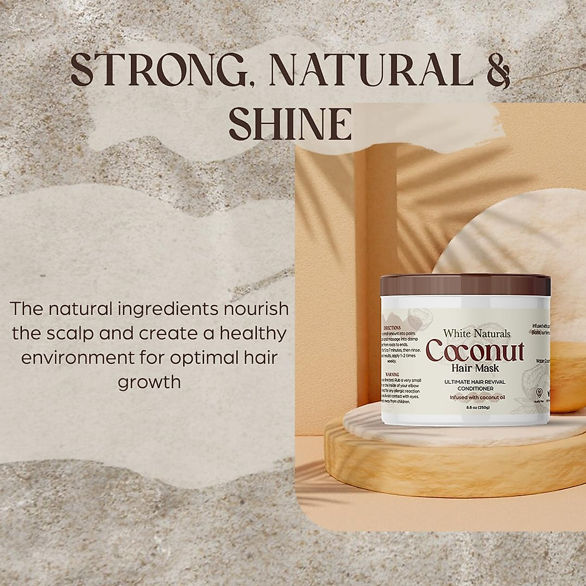 Organic Coconut Hair Mask for Hair Growth and Volume, Moisturizing and Deep Conditioning Mask For Dry Damaged Hair, Hair Tchicking Treatment Cream Mask, Fights Breakages and Split Ends