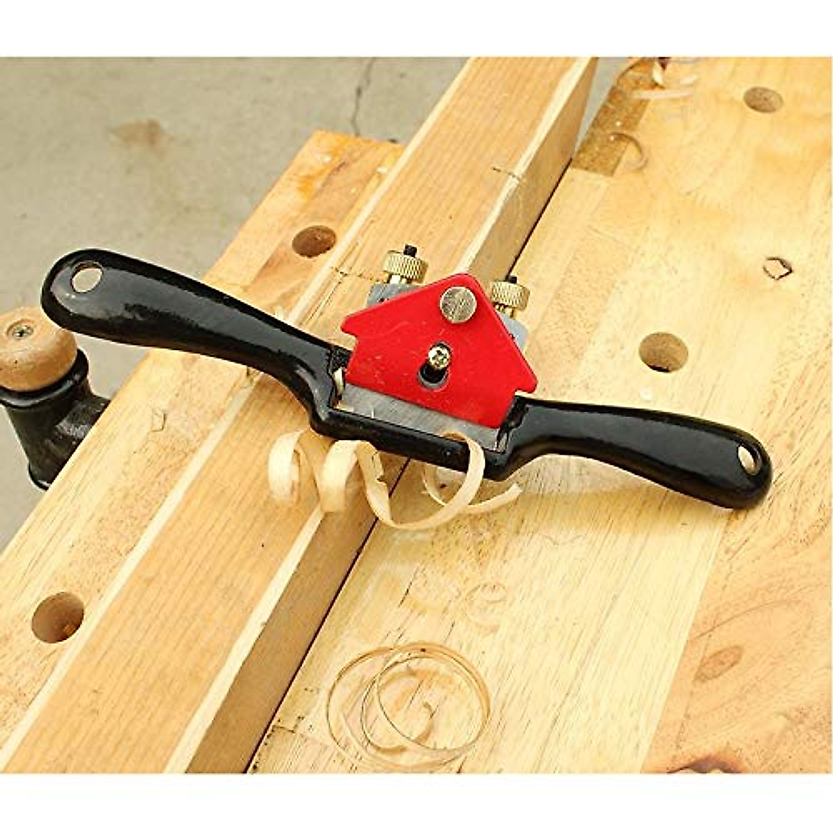 Anndason Adjustable SpokeShave with Flat Base and Metal Blade Wood Working Wood Craft Hand Tool with 4 PCS Planer Blade