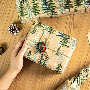 RUSPEPA Christmas Wrapping Paper, Jumbo Roll Kraft Paper - Christmas Tree Design for Holiday Gift Wrap - 30 Inches x 100 Feet