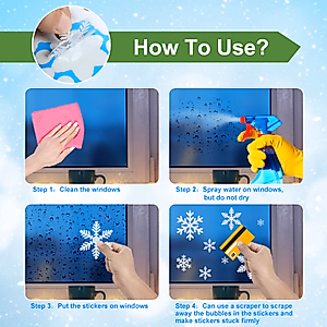 Kesoto Christmas Decoration Snowflake Window Clings Glueless PVC Wall Stickers for Windows Glasses, 10 Sheets