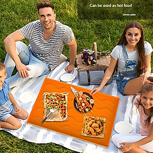 28'' Griddle Silicone Protective Mat Cover for Blackstone 28 Inch Gas Griddle, Heavy Duty Food-grade Silicone Griddle Mats Cover Grill Protective Covers Keep Flat Top Clean Critter-Rust Free -Orange