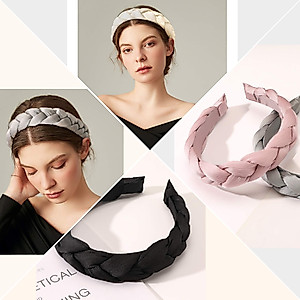Ivyu Headbands Women Hair Head Hands Braided Head Band Twist Hairbands for Girls Black Pink Gray White Hair Band