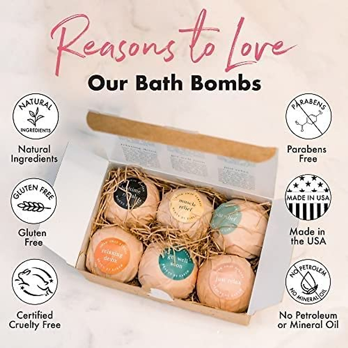 Bath Bomb Gift Set - USA Made with Organic & Natural Relaxing Ingredients with Aromatherapy Salt & Oils, Bath Bombs for Women, Men & Kids