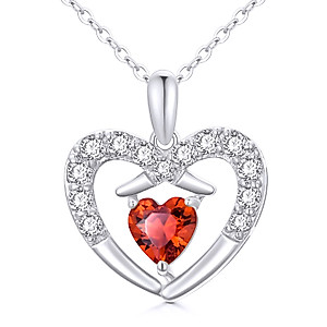 SISGEM 14k White Gold Cubic Zirconia Heart Pendant Necklace for Women, Love Jewelry for Her, 16-18 Inch