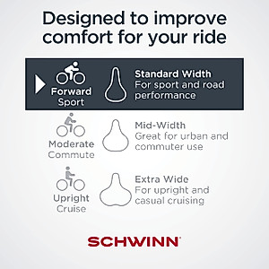 Schwinn Comfort Bike Sport Seat Cover, Memory Foam Padding, Fits Traditional Road and Mountain Bikes