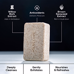 MARLOWE. No. 102 Men's Body Scrub Soap 7 oz | Best Exfoliating Bar for Men | Made with Natural Ingredients | Green Tea Extract | Amazing Scent