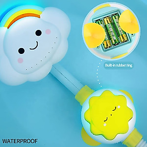 Electric Shower Bath Toy Sprinkler Head - Rainbow Cloud Spray Water Baby Toddler Toy for Kids Bathtub and Bathtime Fun