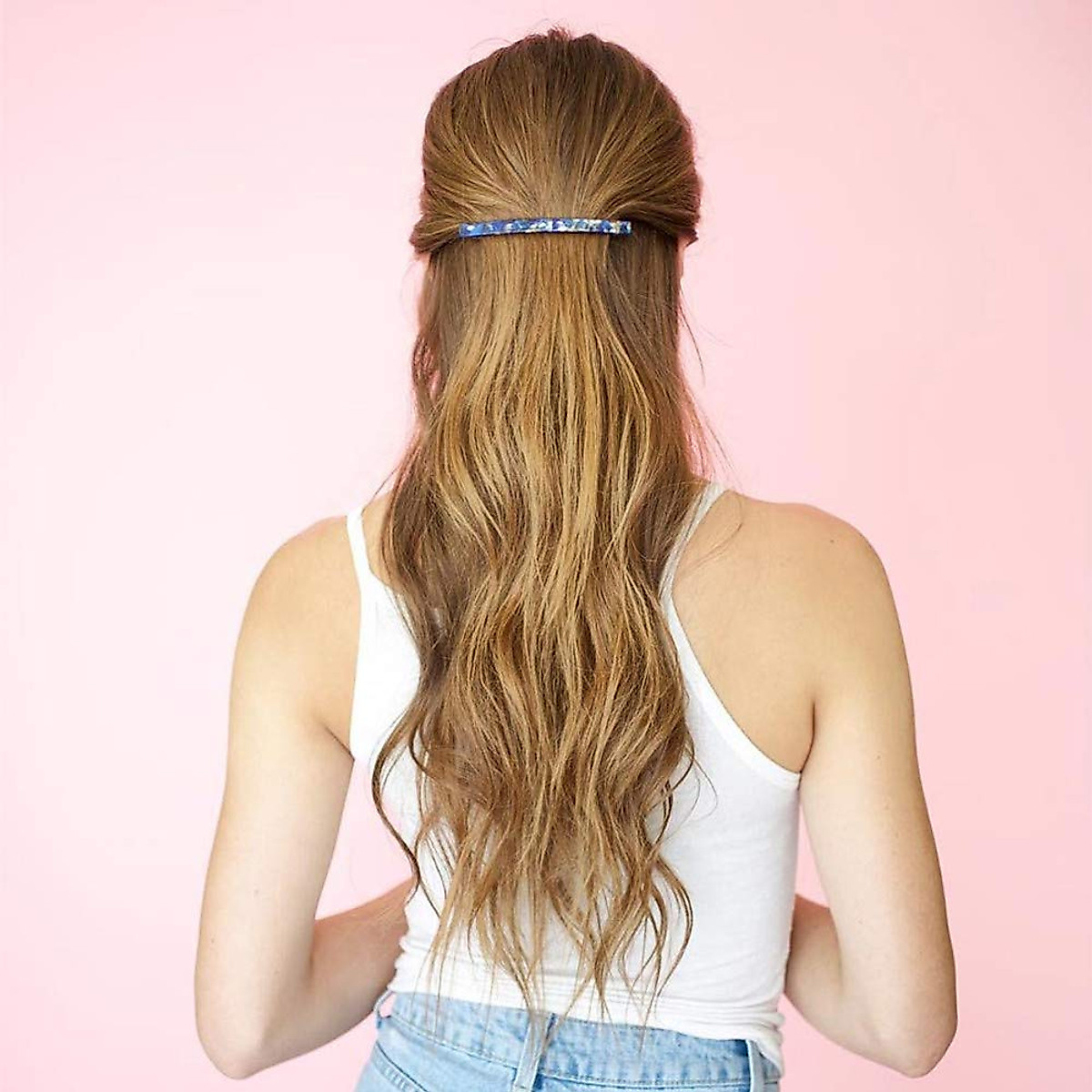 HYFEEL Long French Barrettes for Women Simple Classic Acrylic Resin Hair Clips Tortoise Shell Skinny Large 4 inch No-slip Grip Automatic Clasp Clamp For Thick Hair, 3 Pack