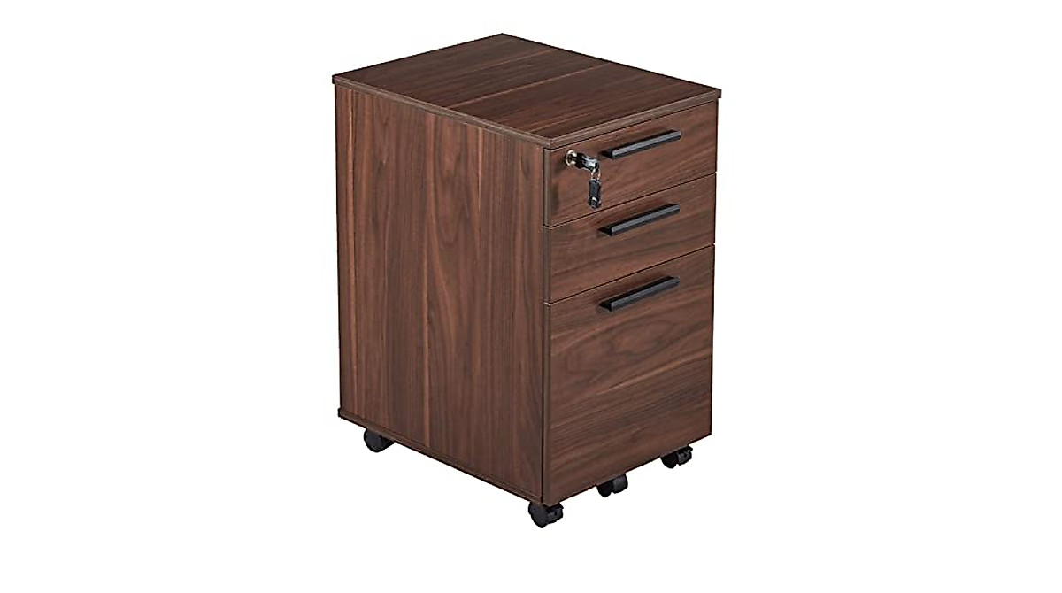 3-Drawer Under Desk Filing Cabinet with Lock & Wheels