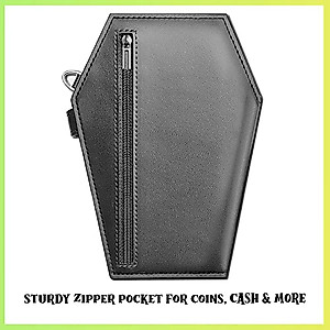 Lazy Skull Large Coffin Wallet – Horror Coffin Purse – Spooky Goth Wallet – Skull Wallet for Women – Gothic Moon Wallet with Zipper – Snap Closure Witch Wallet– Halloween Witchy purse