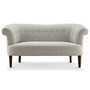CHERS Tufted Sofa, Vintage Chesterfield Couch with Rolled Arms and Elegant Boucle Upholstery Loveseat for Living Room Furniture, Off-White