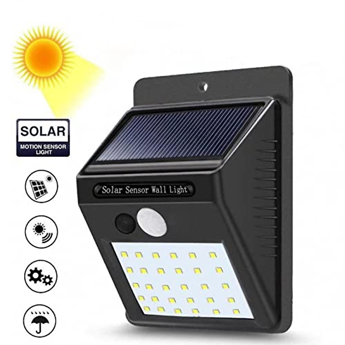 TKUS 20-100 LED Solar Led Light Outdoor Solar Lamp PIR Motion Sensor Wall Light Waterproof Solar Sunlight Powered Garden Street Light (1Pcs 100Leds)