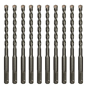 VALYRIANTOOL 10-Pack 3/16 Inch x 6 Inch SDS Plus Rotary Hammer Drill Bits Set, Carbide Tipped for Brick, Masonry, Stone and Concrete (3/16" x 4" x 6")