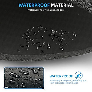 Cat Litter Mat Litter Trapping Mat, Honeycomb Double Layer Litter Box Mat, Waterproof Leakproof Washable Easy Clean, Anti-Slip, Scatter Control, No Phthalate, Scratch Resistant, 25" x 18" Black