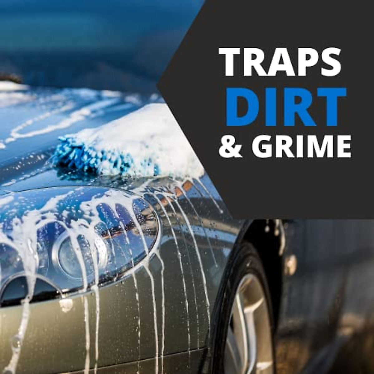 TriNova Premium Chenille Scratch-Free Microfiber Wash Mitt | Car Wash Mitt for Auto Detailing, Reusable Quality Car Washing Automotive Accessory Bright Blue