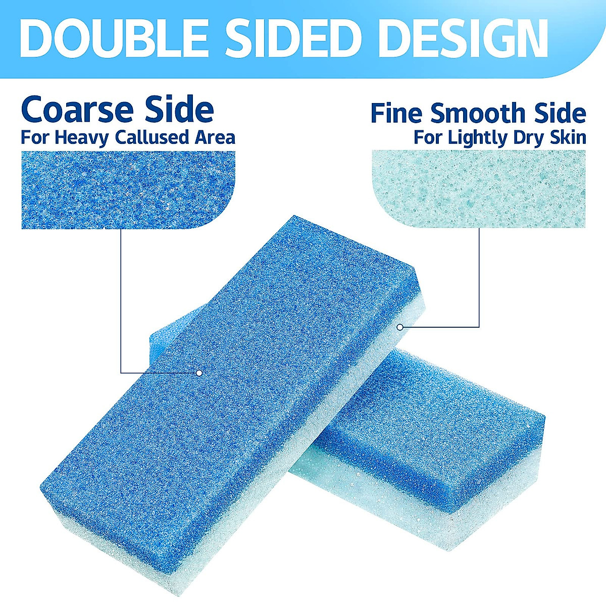 24 Pieces Foot Pumice Stone for Feet Skin Callus Remover and Scrubber Hard Skin Foot Scrubber for Dead Skins, 2 in 1 Double Sided Hard Skin Callus Remover Scrubber Pedicure Exfoliate Tool, Blue