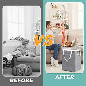 Laundry Hamper with Lid, 76L Foldable Dirty Cloth Basket Laundry Basket Cloth Storage Basket Fabric Storage Bucket Dirty Cloth Basket Storage Basket for Cloth Toy Blanket