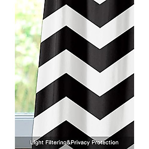Artwork Store Valances Windows Curtain Simple Chevron Zig Zag Black and White Ripple Kitchen Valances Rod Pocket Window Treatment Short Curtains Valance for Window 1 Panel,42 by 12 inches