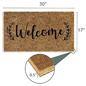 Barnyard Designs 'Welcome' Doormat Welcome Mat for Outdoors, Large Front Door Entrance Mat, 30x17, Brown