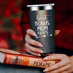 Fufandi Best Bonus Mom Ever Tumbler - Bonus Mom Gifts - Funny Birthday Mothers Day Christmas Gifts for Bonus Mom, Stepmom, Mother in Law from Daughter Son - Tumbler Cup 20oz