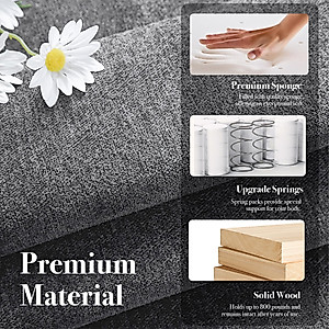 CHYMSUN 87" Modern Sofa, Comfy Sofa Couch w/Extra Deep Seats, 2/3 Seater Couches w/USB Charging Ports & Side Pockets, Sleeper Sofas for Living Room, Apartment, Office (Grey Chenille)