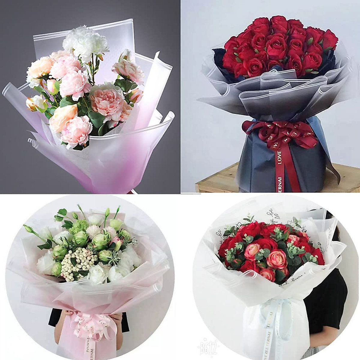 OUKEYI 40 Counts /8Colors matte paper flower Frosted Paper Translucent Waterproof Floral Wrapping Paper，Florist Bouquet Supplies,DIY Crafts,Gift Packaging or Gift Box PackagingPaper 22.8x22.8Inch