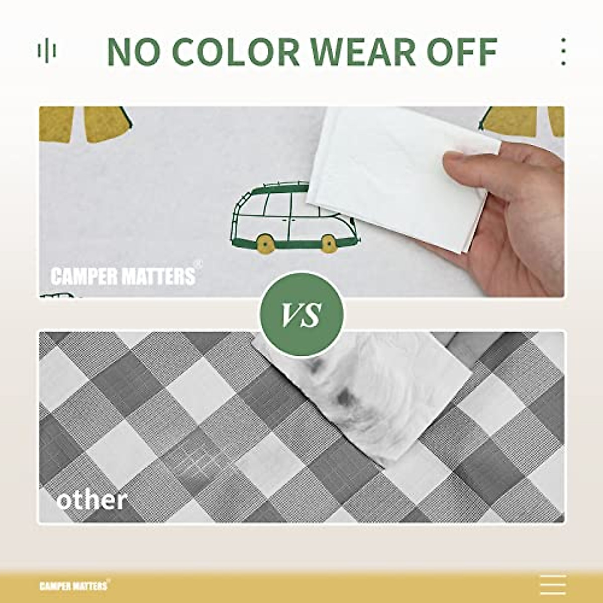 Picnic Table Cover and Bench Covers, Fitted Tablecloth Cover with Elastic Edge, Water and Oil Proof, for Outdoor, Garden, Camping, 72x28 Inch, 3 Pieces Set, Blue & White, Camping Cartoon