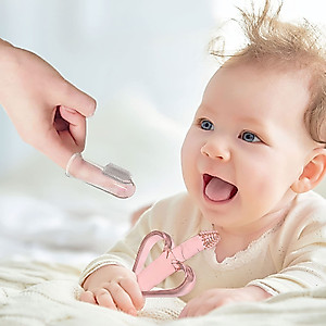 SILIVO Silicone Banana Teethers for Babies, Silicone Infant Training Finger Toothbrushes with Storage Case