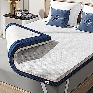 UniPon 2 Inch Gel-Infused Memory Foam Mattress Topper for Queen Size Bed, Ventilated Bed Foam Topper for Back Pain and Pressure Relief, High-Density Cooling Mattress Pad with Removable & Soft Cover