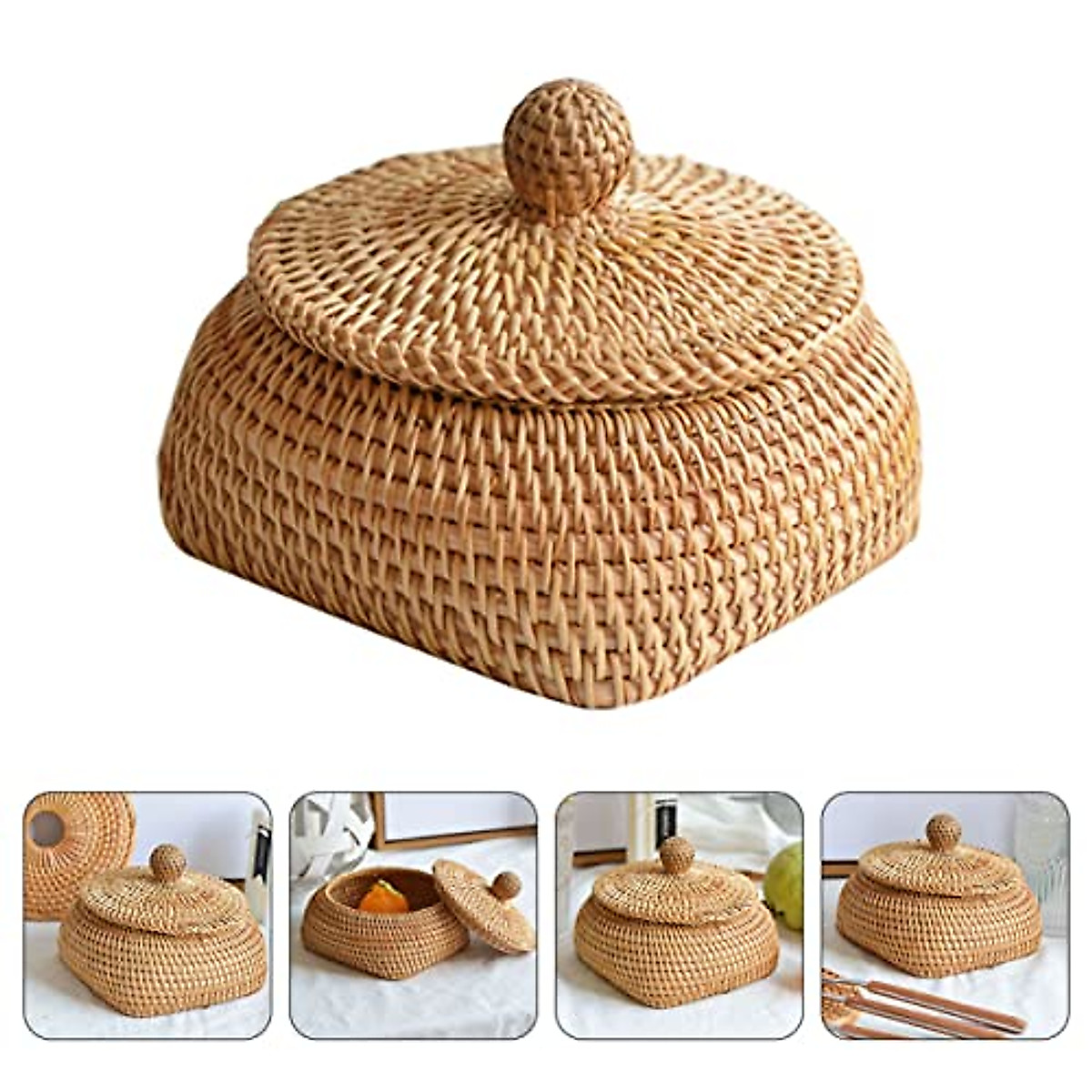 Cabilock Tv Simple Baskets Rattan Basket Holder Cosmetic Vegetable Makeup Lid Shelf Water Shoes Brown Clo Snack for Cube Rustic Hand Serving Organizing Toys Organizer Rectangular Clothes