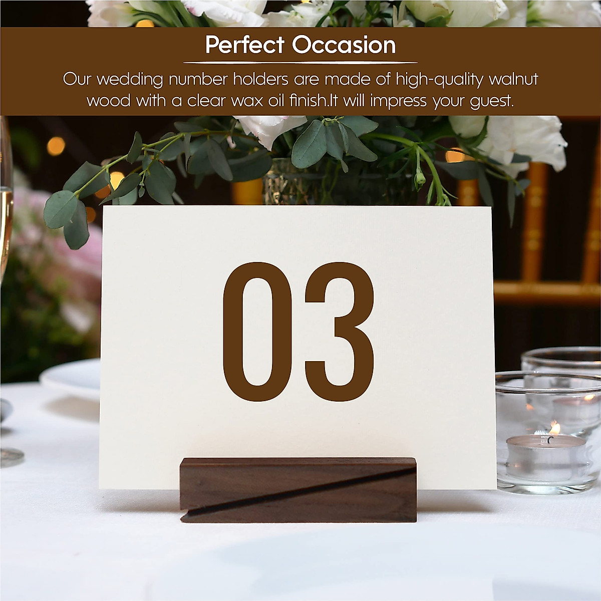 Kassey Pro 12 pack, Walnut Wood Table Display Stands for Rustic Acrylic Signs table card holder acrylic numbers place holders cards wedding sign number signs