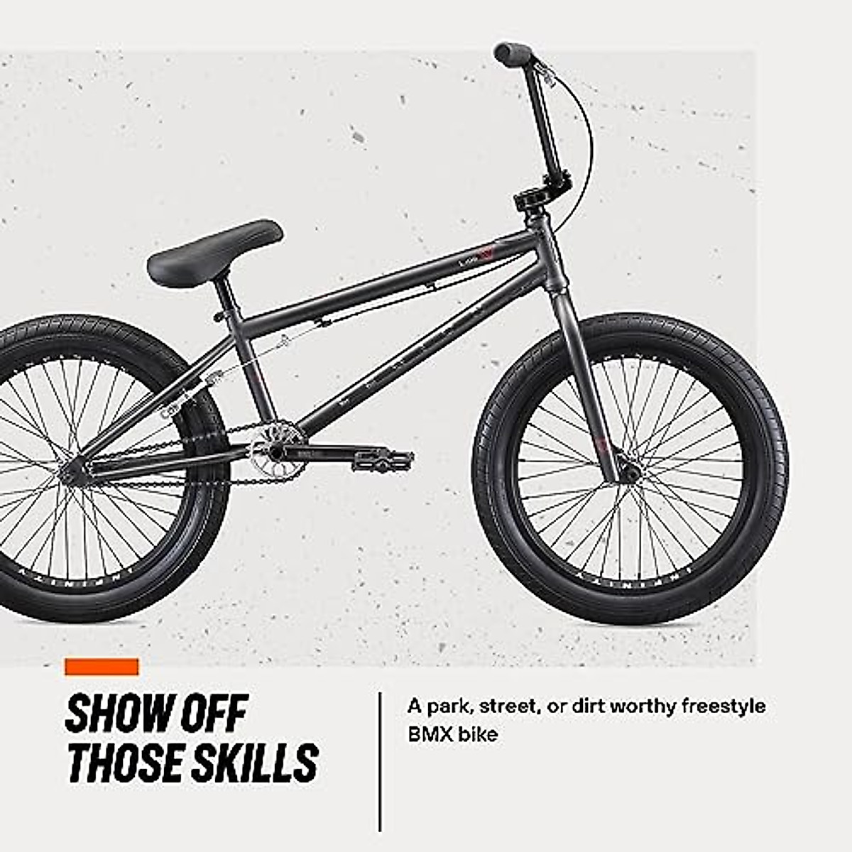 Mongoose Legion L100 Freestyle Mens and Womens BMX Bike, Advanced Riders, Adult Steel Frame, 20-Inch Wheels, Grey/Black