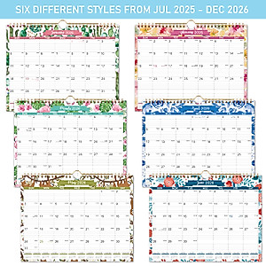 2025-2026 Wall Calendar - 18 Months Wall Calendar 2025-2026 from Jul. 2025 - Dec. 2026, 11" x 8.5", Twin-wire Binding, Ruled Blocks with Julian Dates
