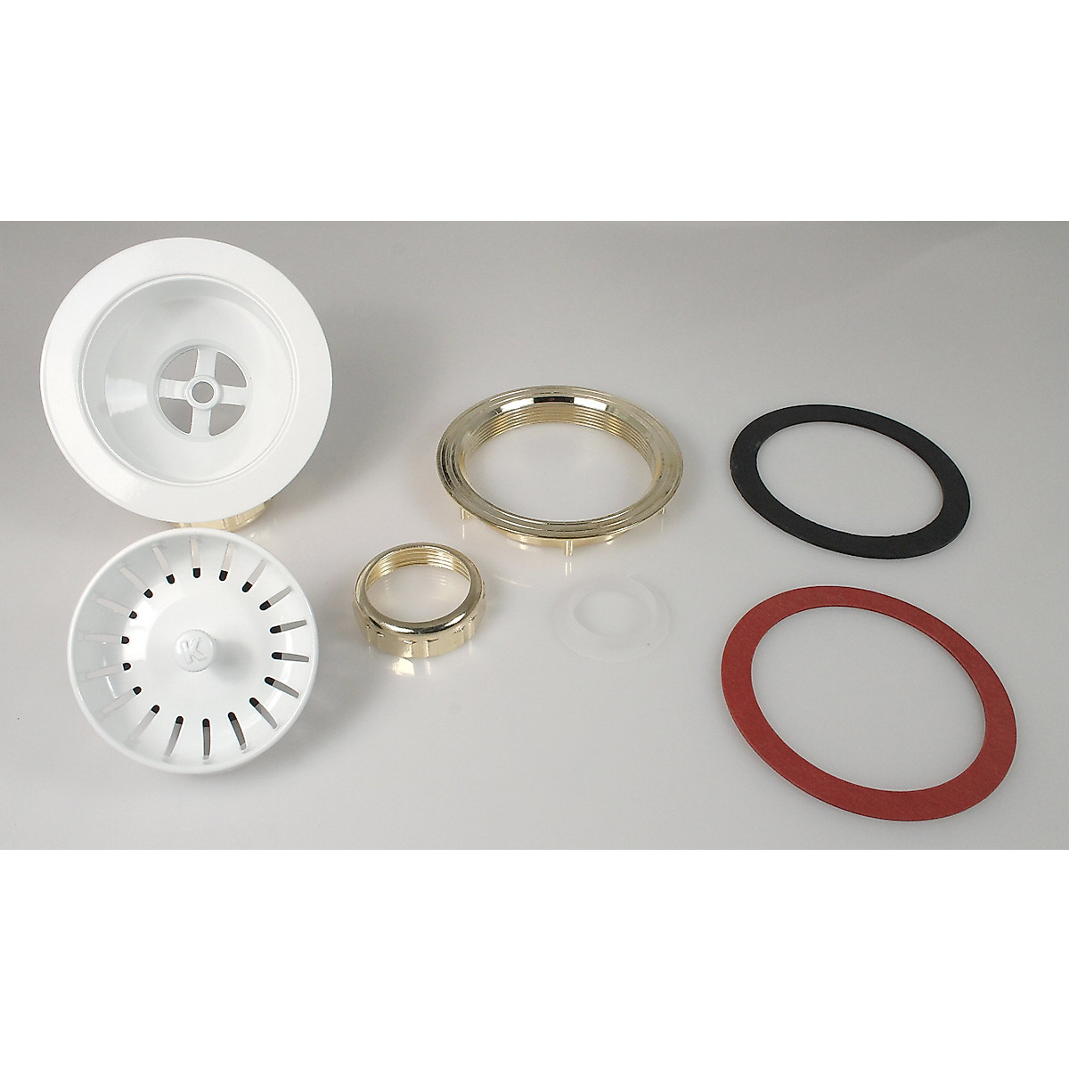 Keeney K1439WH Deep Thread Cast Brass Kitchen Sink Strainer, 3.5-Inch Opening, White