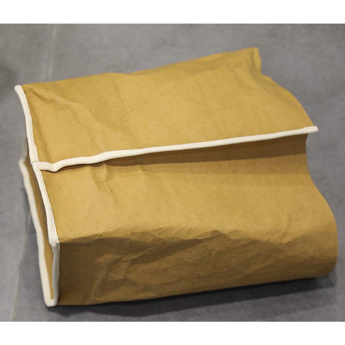 AKOAK 1 Pack Washable Kraft Paper Bag, Multifunctional Home Wear-resistant Storage Bag, Shopping Bag, Plant Flower Pot, Reusable Eco-friendly Food Bag (khaki)