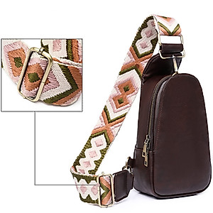 Sling Bag for Women Crossbody Fanny Packs Guitar Strap Bum Chest PU Leather Backpack Small Daypack Shoulder Satchel