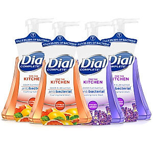 Dial Complete Antibacterial Foaming Hand Wash for Kitchen, Fresh Lavender Scent/Citrus Sunburst, 15 fl oz (Pack of 4)