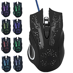 Zyyini Gaming Mouse, X11 USB Wired Mouse with LED Luminous, 6 Key Home Office Gaming Universal Mouse, for PC Computer Laptop - Plug & Play (Black)