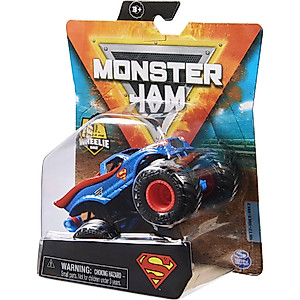 Monster Jam 2021 Spin Master 1:64 Diecast Monster Truck with Wheelie Bar: Heroes and Villains Superman,unisex-children