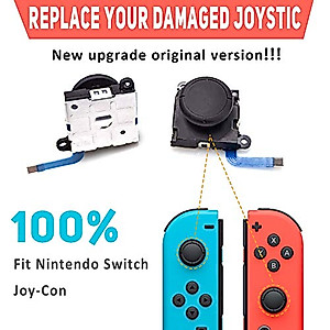 Joycon Joystick Replacement 4 Pack for Fix Drift Nintendo Switch Joy-Con Controller & Switch Lite Joystick Replacement Left/Right Analog Thumb Stick, Metal Latch, Include Y1.5 Screwdrivers