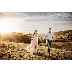 XXTAXN Women's Sexy Deep V Neck Split Cocktail Party Formal Bridesmaid Maxi Dress Pink