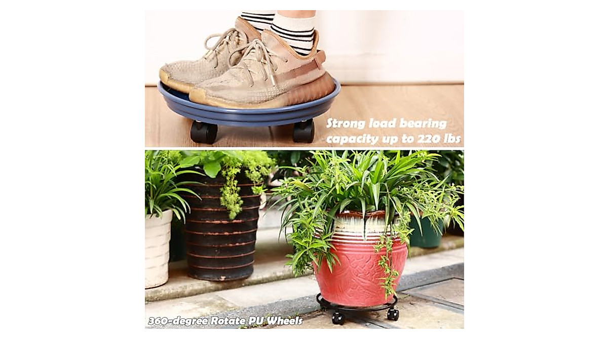 Heavy-Duty 6-Pack Plant Caddy with Wheels for Indoor & Outdoor Use