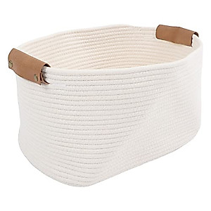 Cotton Rope Storage Basket, Woven Lightweight Rope Basket Large Capacity Flexible with Handle for Laundry (Type C)