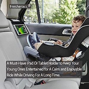 FresherAcc Car iPad Kindle Tablet Holder for Rear and Forward Facing Mirror, Car Mount Hanger Case for Vehicle Backseat Headrest Up to 10.5', Lightweight Washable and Portable (Black)