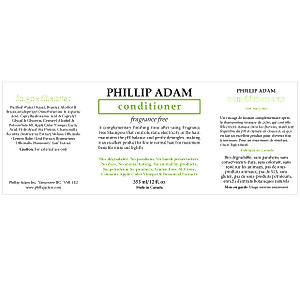 Phillip Adam Fragrance Free Conditioner - Apple Cider Vinegar Formula - No Parabens - For All Hair Types - 12 Ounce