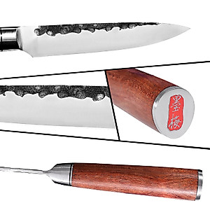 Ink Plums 5 Inch Kitchen Paring Knife,Germany High Carbon Stainless Steel Professional Knife, Ultra Sharp,Hand-forged with Brazilian Rosewood,Gift Box