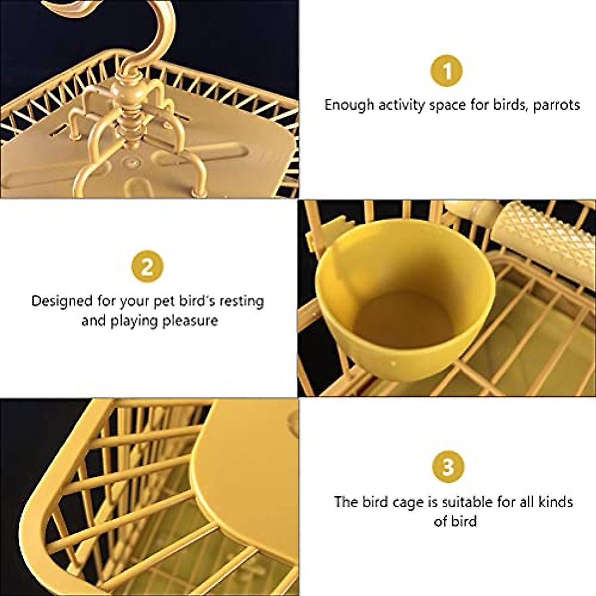 Baluue 1 Set Bird Cage Plastic Parrot Cockatiel Cage with Standing Pole Hanging Hook Pet