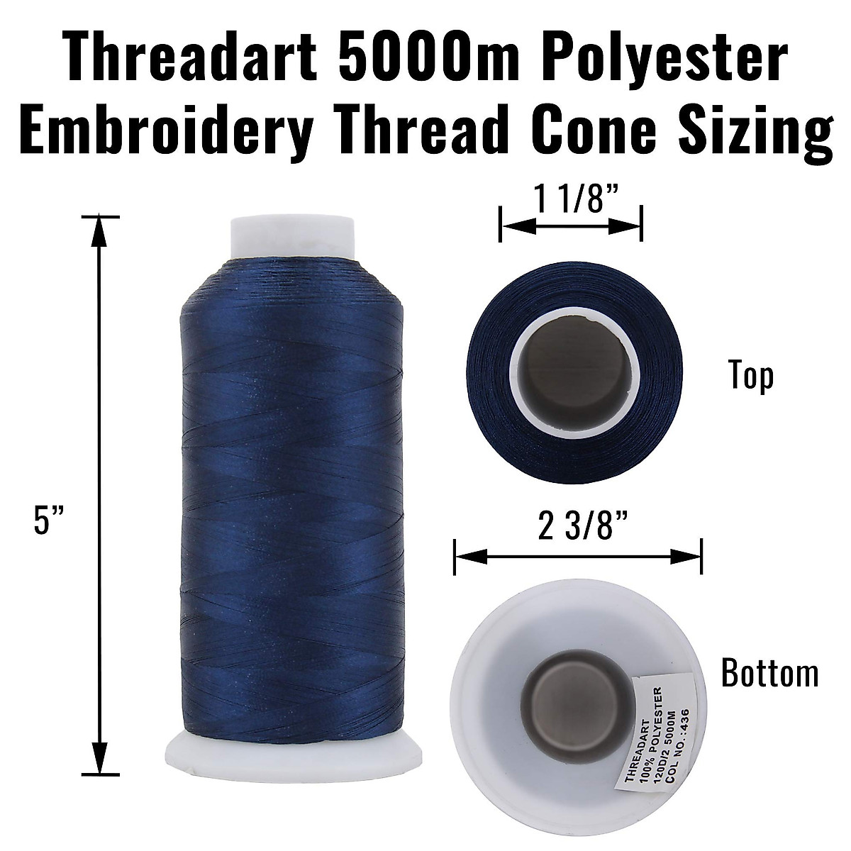 Threadart Large 5000m Cones Polyester Machine Embroidery Thread | Huge 5000M (5500 Yard) Cones 40wt | For Brother Janome Bernina Embroidery & Sewing Machines | No. 394 - Dk Maroon