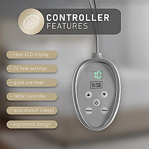 Twin Size Heated Mattress Pad with 20 Heat Settings, Premium Cotton Electric Bed Warmer, Quick Heating & Auto Shut-Off, Fits up to 18-Inch Mattress - Machine Washable & EMF-Safe