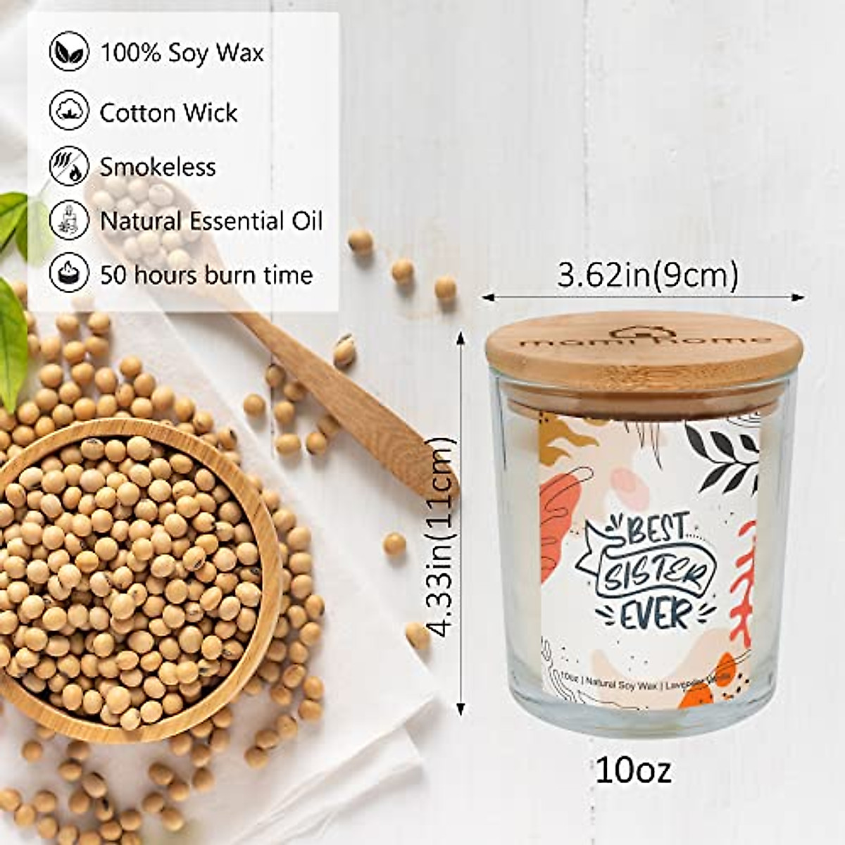 Happy Birthday Sister Scented Candle for Christmas- I Love You Sister Candle for Sister, BFF, Funny Sister in Law Birthday Gifts, 10 Oz (Lavender Vanilla - V2)